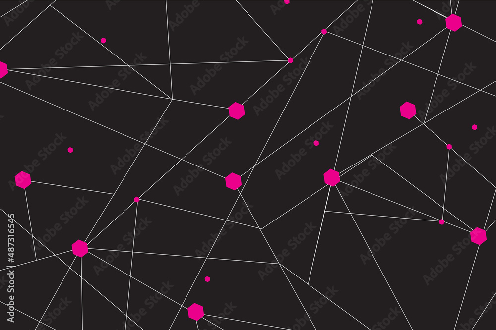 Network abstract connection isolated on black background. Network ...