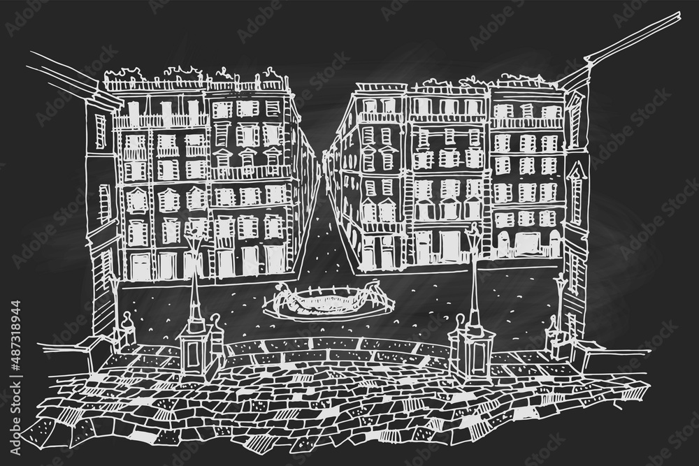 vector sketch of the Spanish Steps in Rome. Stock Vector | Adobe Stock