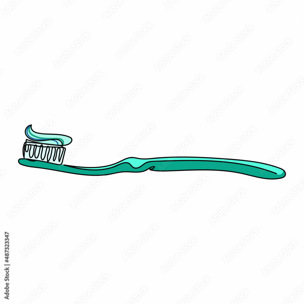 Continuous one simple single abstract line drawing of toothbrushes icon ...
