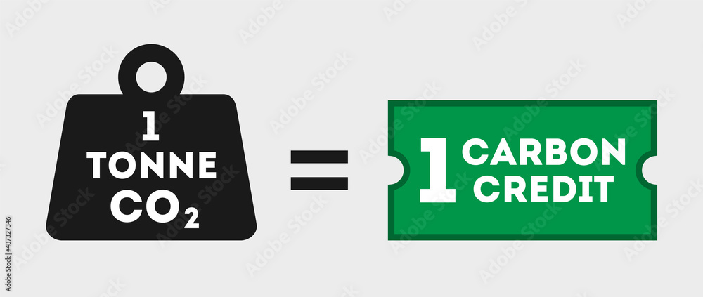Carbon credit concept. One tonne of CO2 equals one carbon credit. 1 ...