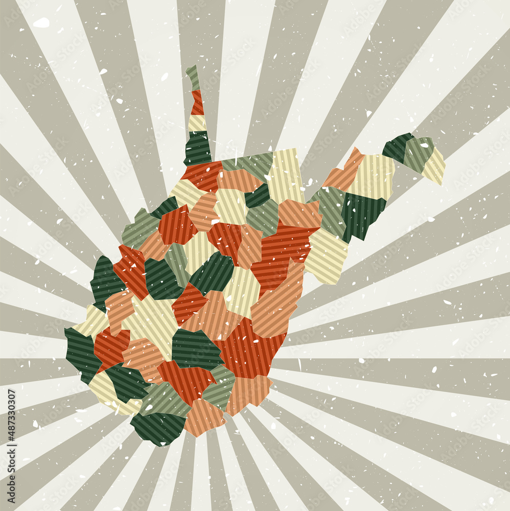 West Virginia vintage map. Grunge poster with map of the us state in ...
