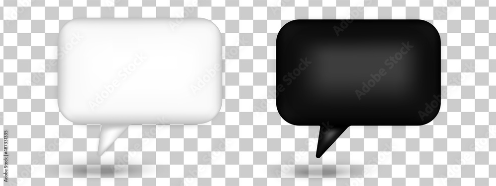 3D blank bubble chat.3d white and black blank speech bubble icon.Speech ...