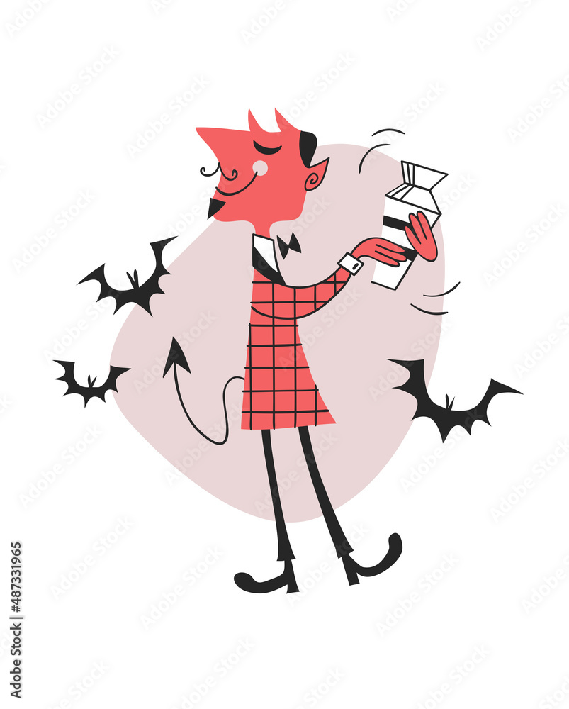 Hand drawn Retro illustration Halloween Characters. Creative Cartoon ...