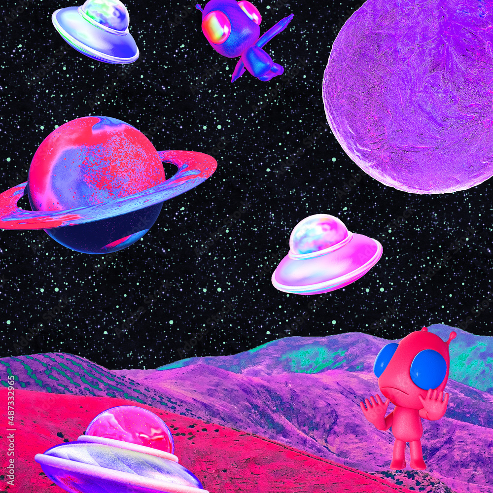 Contemporary minimal collage art. Mix of photos, 3d and texture ...