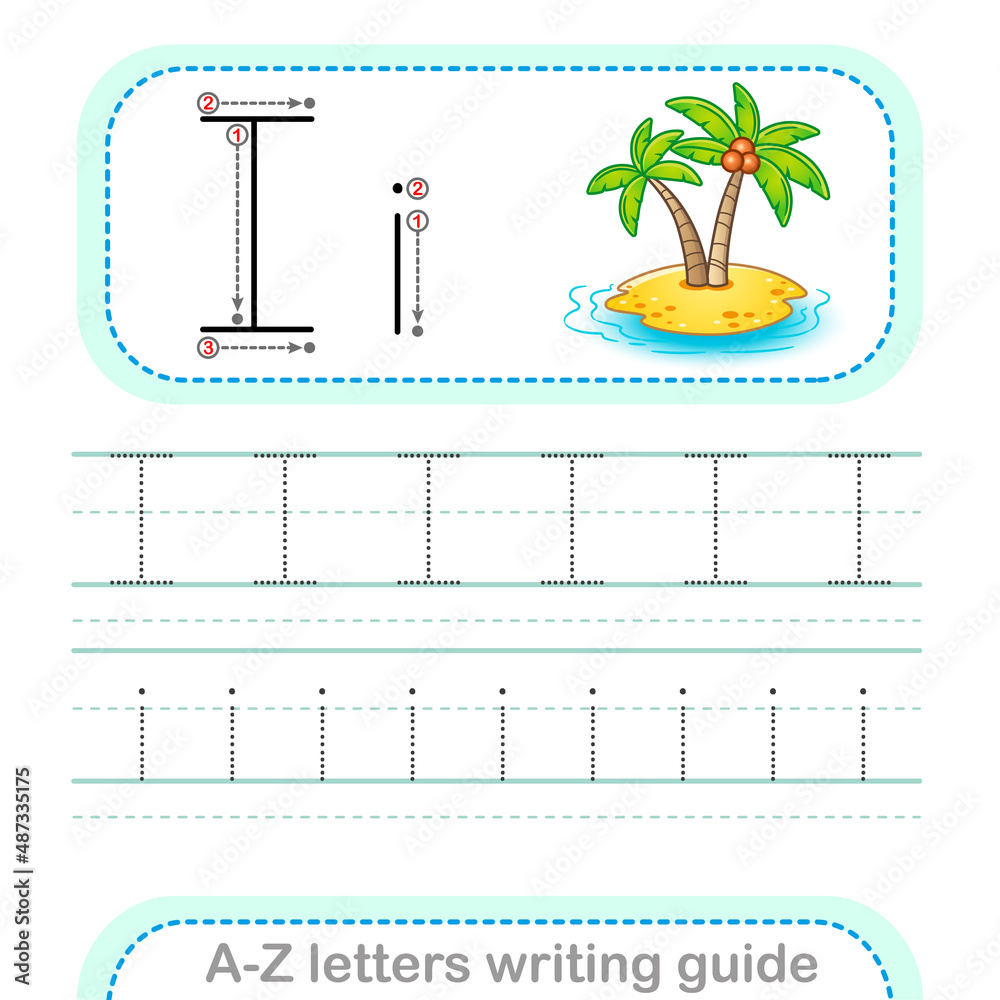 Letter Writing Guide. Worksheet Tracing letters I. Uppercase and ...