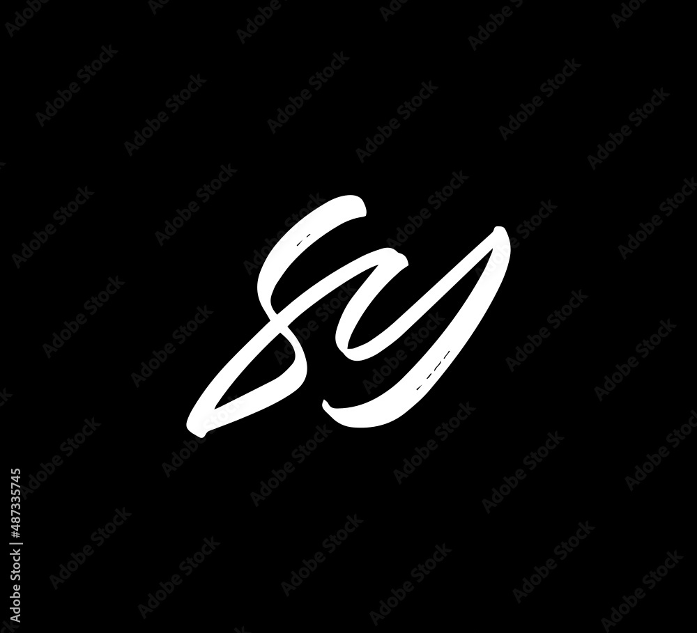 White Vector Letters Logo Brush Handlettering Calligraphy Style In ...