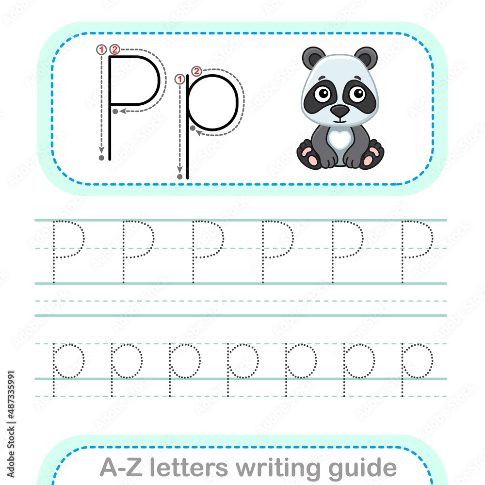 Letter Writing Guide. Worksheet Tracing letters P. Uppercase and ...