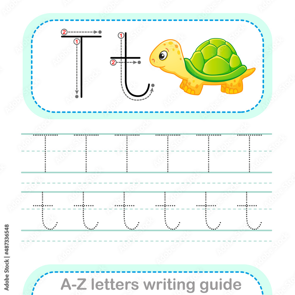 Letter Writing Guide. Worksheet Tracing letters T. Uppercase and ...