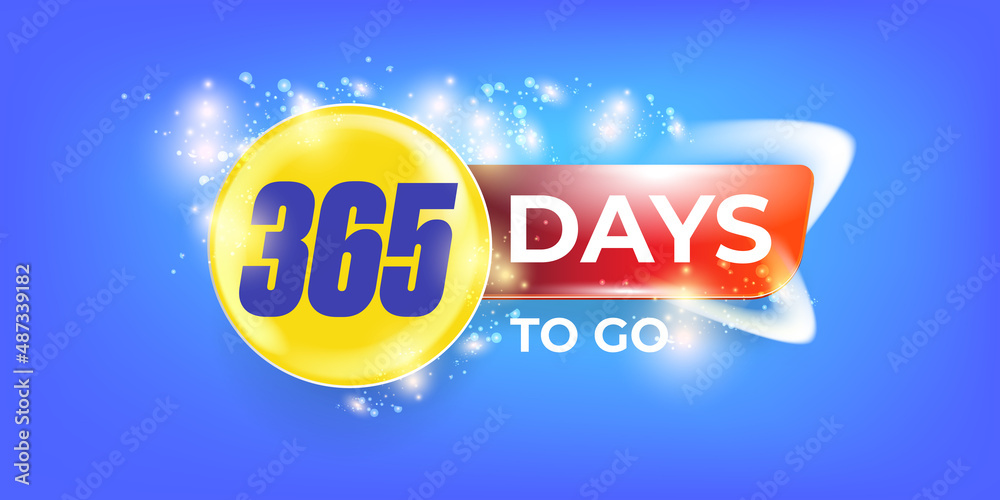 365 days to go countdown blue modern horizontal banner design template ...