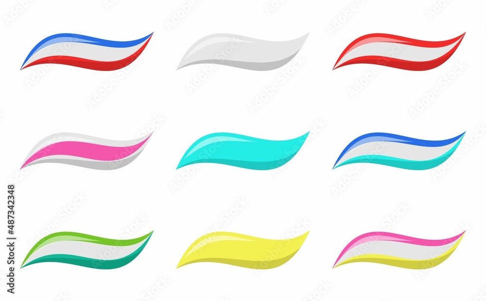 Set of different colors of toothpaste isolated on white background ...