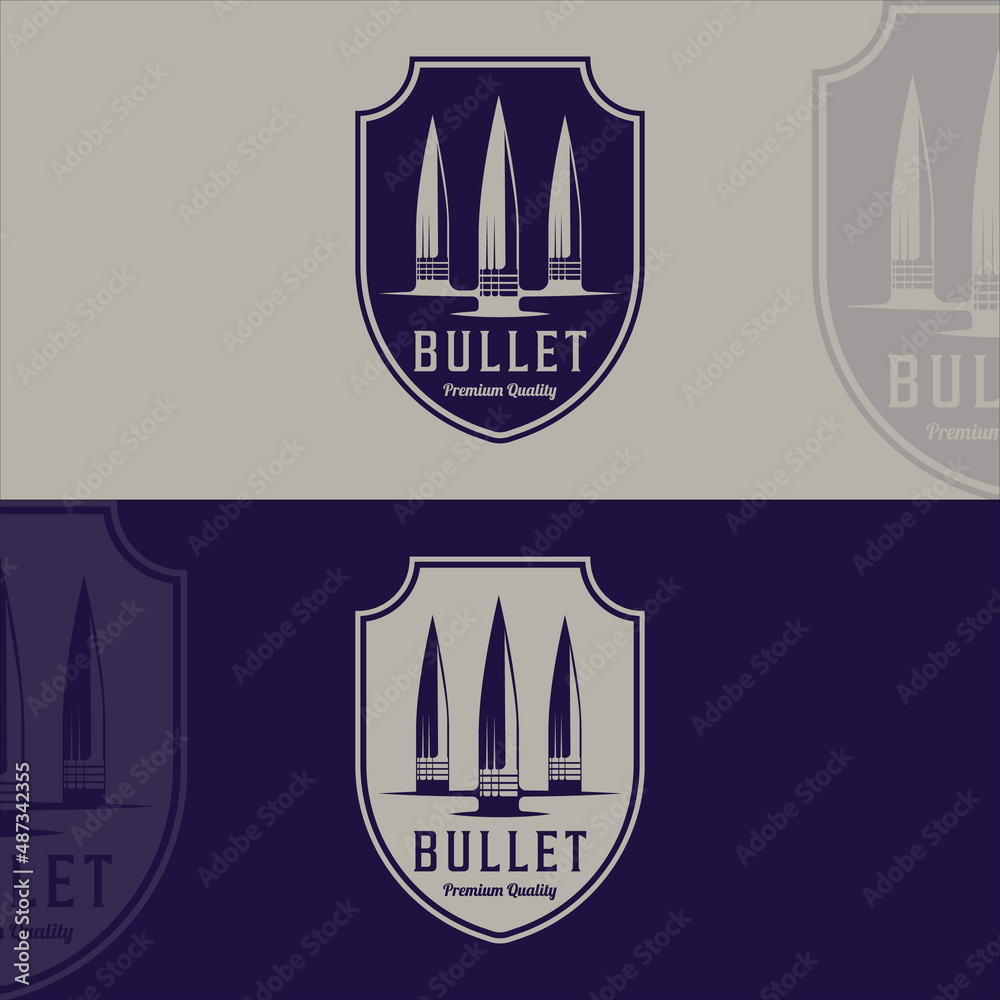 bullet ammo emblem vintage vector logo illustration template icon ...