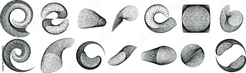 Big set of lines in Circle Form . Spiral Vector Illustration .Big ...