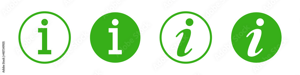 Info icons set. Information icon on isolated on white background. Green ...
