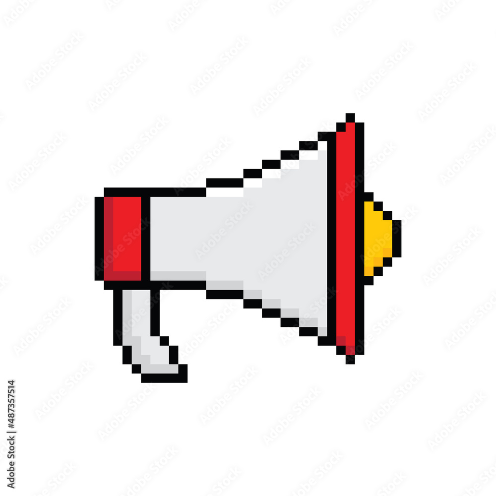 pixel megaphone icon vector pixelated loudspeaker sign for 8bit games ...