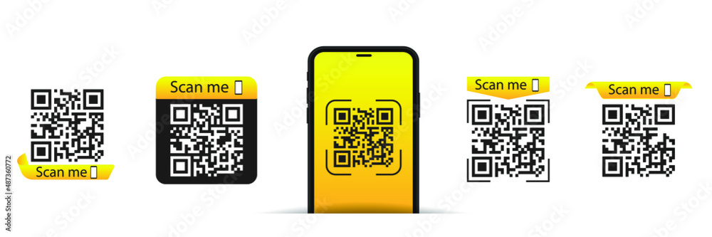 Qr Code Quick Response Code Qr Code Templates Frames Scan Me Scanning Tags Of Qr Code Set