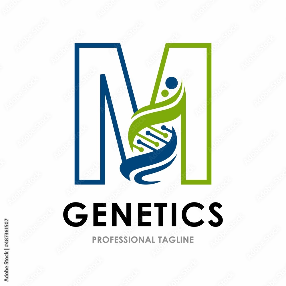 Abstract letter M DNA chromosome vector logo design. Suitable for business, web, art, health ...