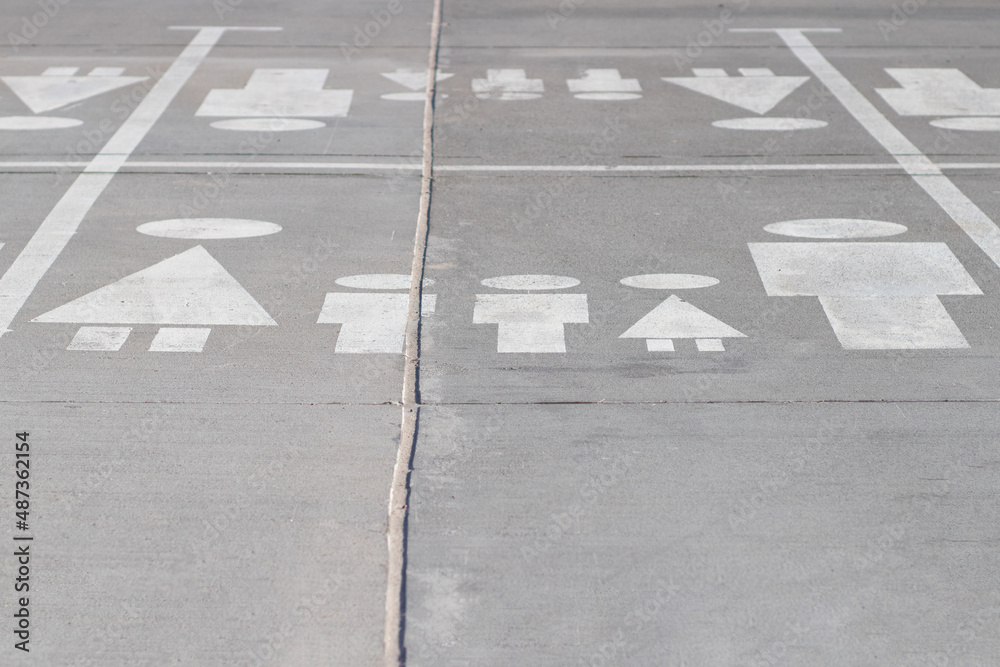 Parking lines in the parking lot for a large family. Parking with a ...