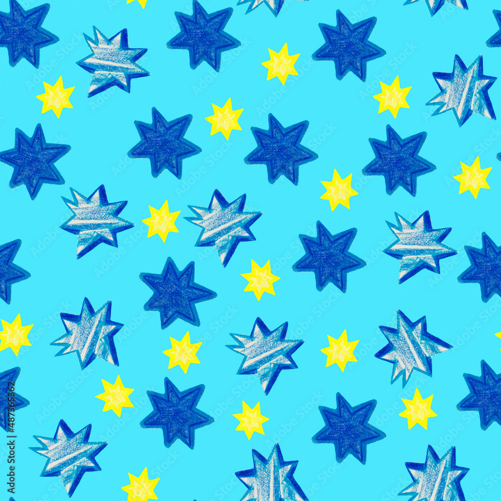 Pencil drawn blue stars clip art, hand-drawn starry pattern, drawn blue ...