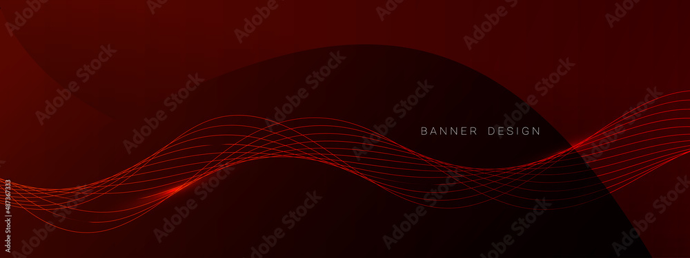 Abstract dynamic red flyer background with shiny lines vector ...