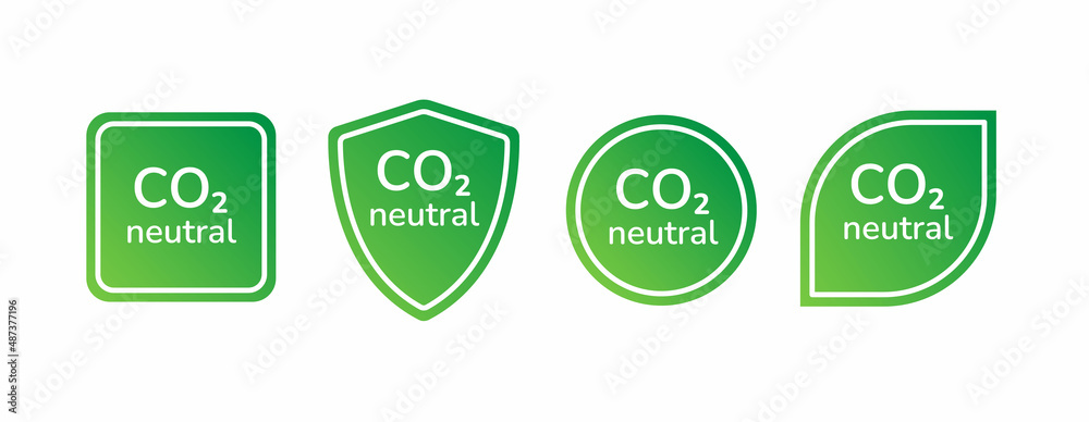CO2 neutral symbol sign icon set. Zero carbon footprint concept icons ...