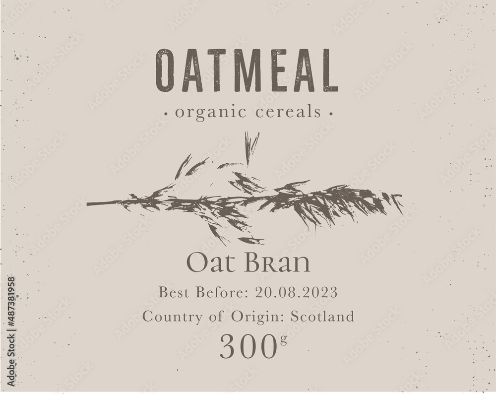 Set of customizable oatmeal labels of Natural healthy food. Cereal oat ...