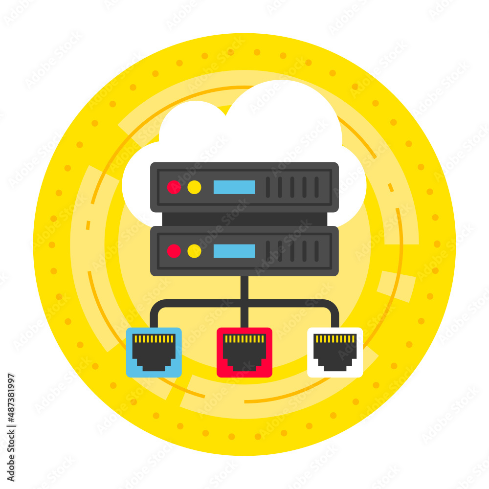 On Premises Cloud Based Lan Concept Storage Area Network Vector Icon Design Cloud Processing
