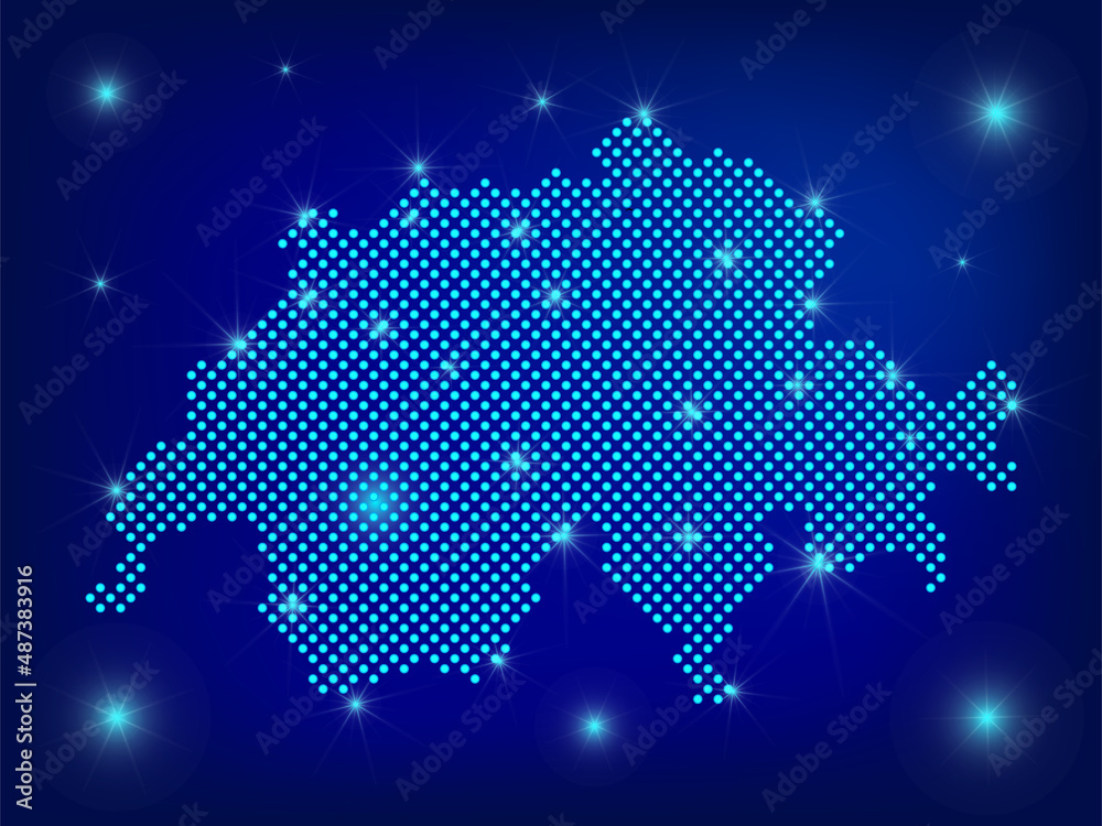 Switzerland map in blue. Dotted map. Dots Swiss Confederation map with ...