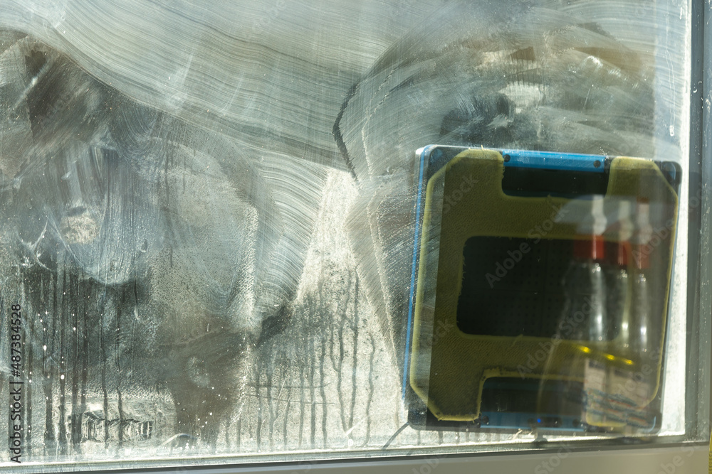 Photo & Art Print Window with very dirty and dusty glass in daylight ...