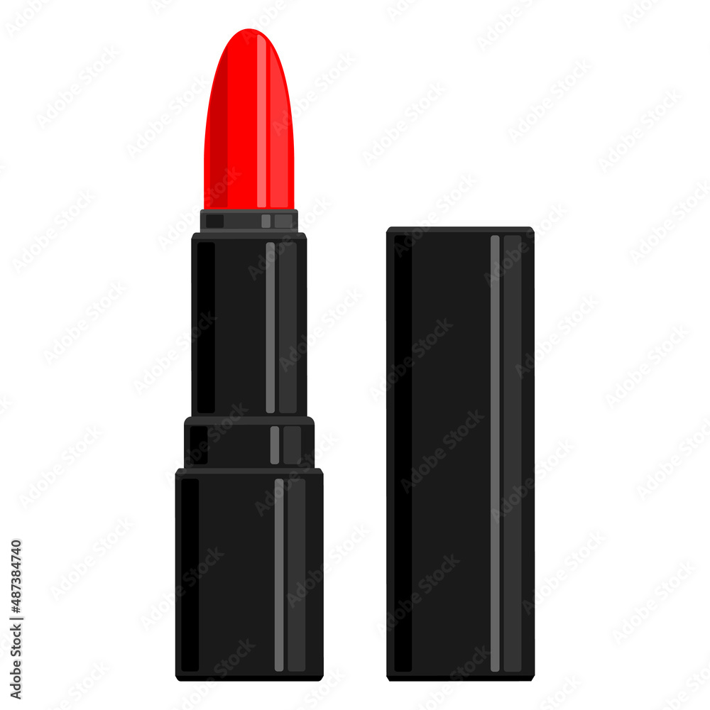 red lipstick cartoon style isolated white background Stock Vector ...