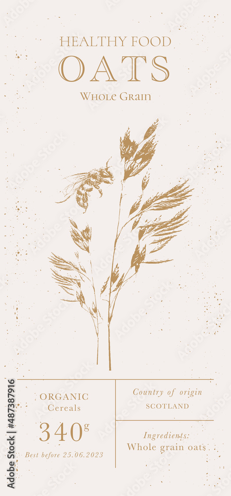 Set of customizable oatmeal labels of Natural healthy food. Cereal oat ...