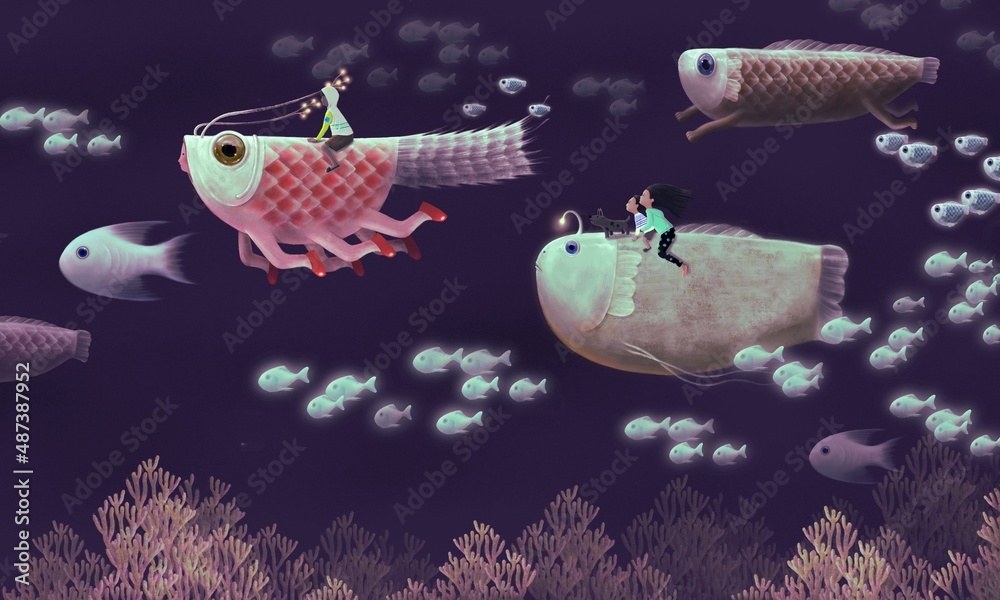 Character design of a cute monsters and children. fantasy art. surreal ...