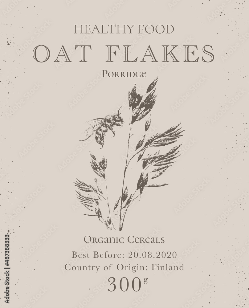 Set of customizable oatmeal labels of Natural healthy food. Cereal oat ...