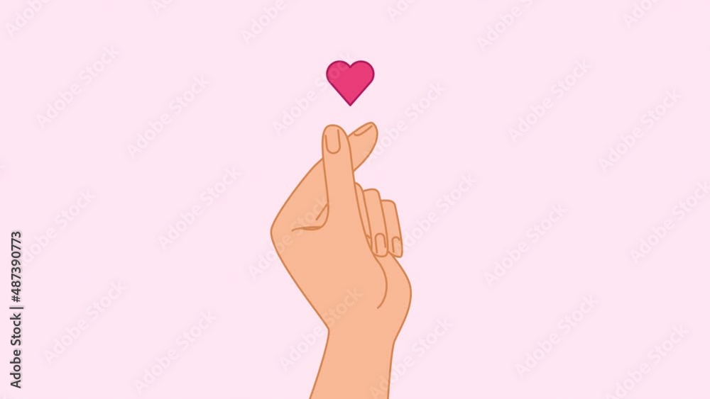 k-pop heart symbol animation. hand gesture of love K-drama and K pop ...