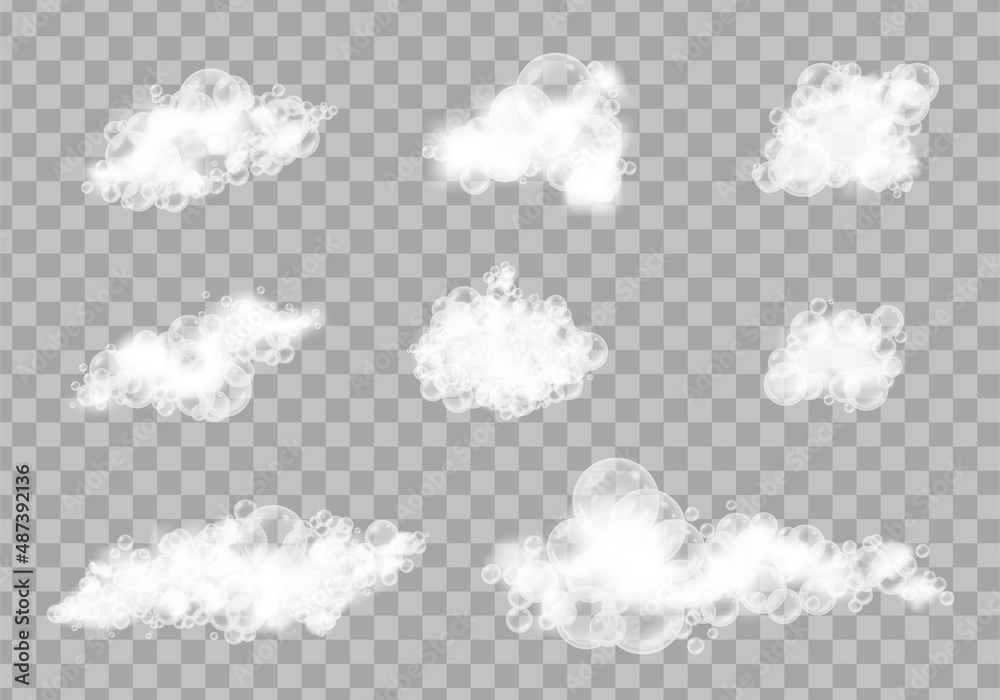 Foam Realistic Icon Set Stock Vector | Adobe Stock