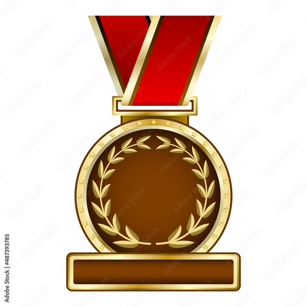 gold reward medal realistic isolated white background Stock Vector ...