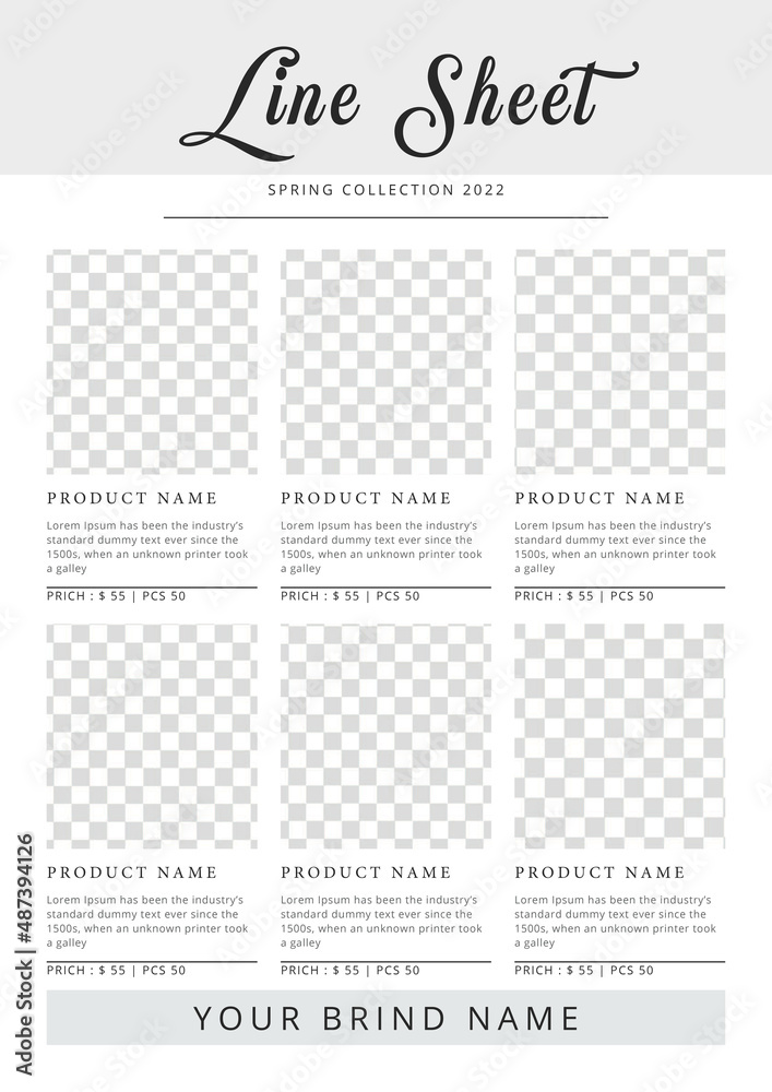 Line sheet templates. Digital sheet. Stock Illustration | Adobe Stock