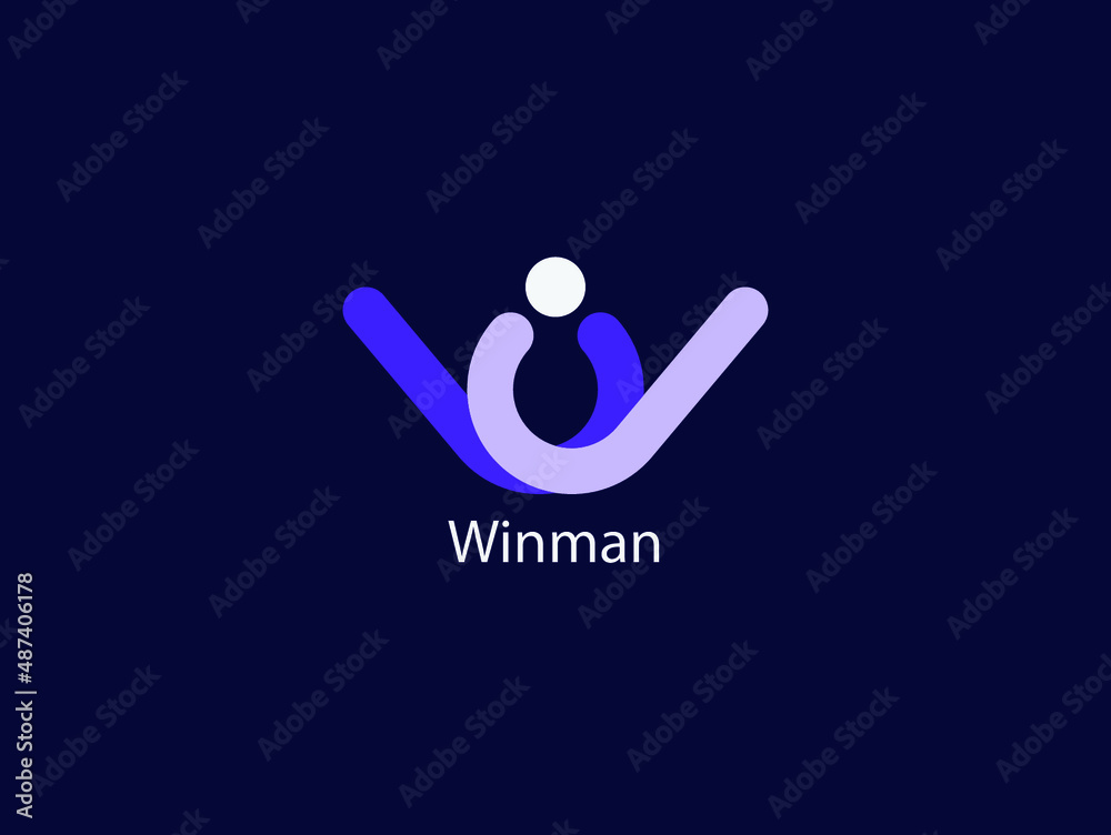 Letter W+Man Logo Vector | Logo Design - Winman Stock Vector | Adobe Stock