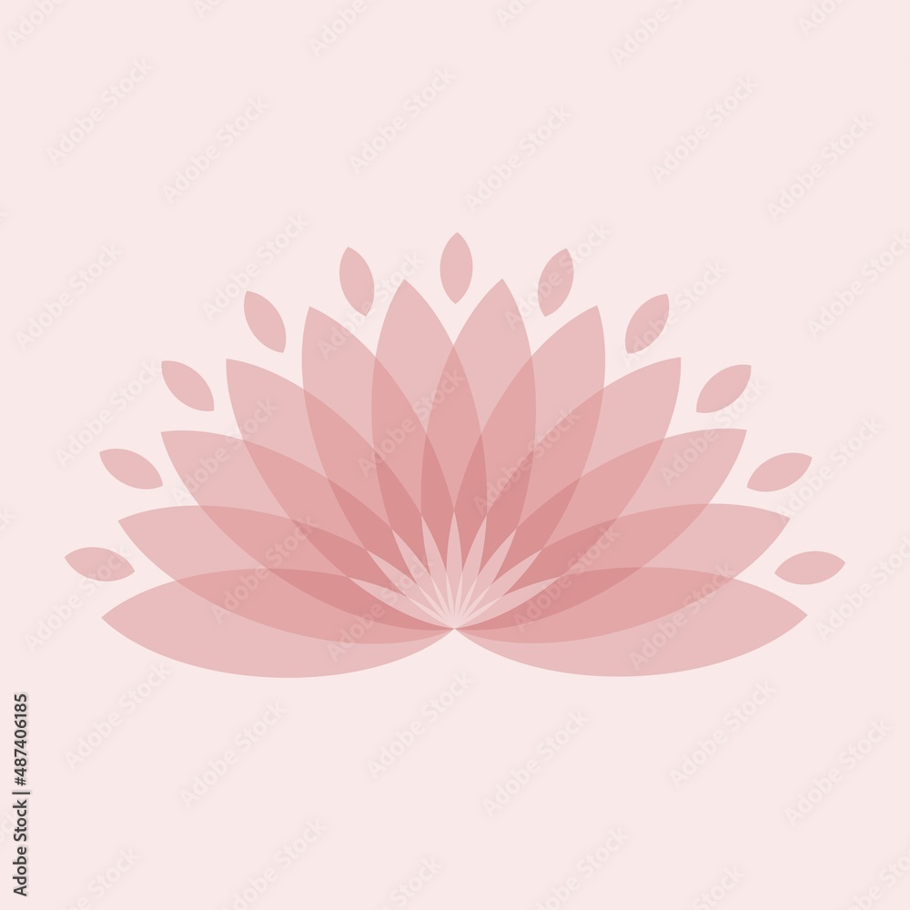 stylized lotus flower in pink tones on a light background, logo concept ...