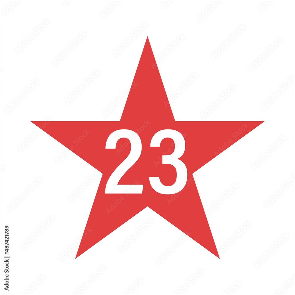 Number 23 with star shape vector illustration. Number 23 with star ...