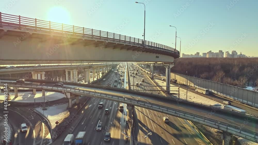 A five-level transport interchange at the intersection of a transport ...