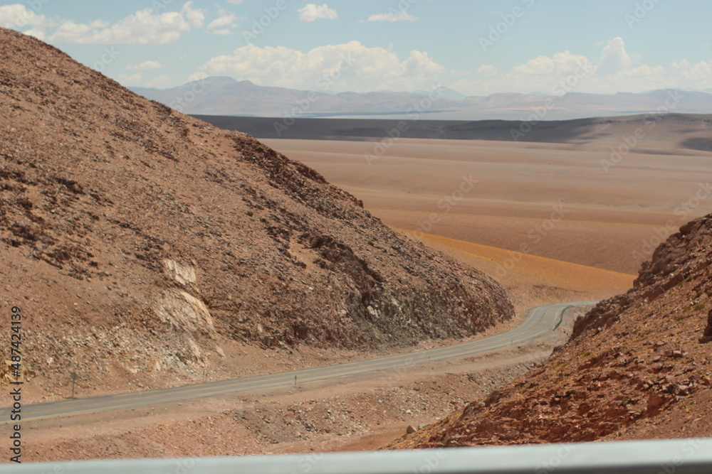 Deserto do Atacama paisagens texturas cores flamingos estradas Stock ...