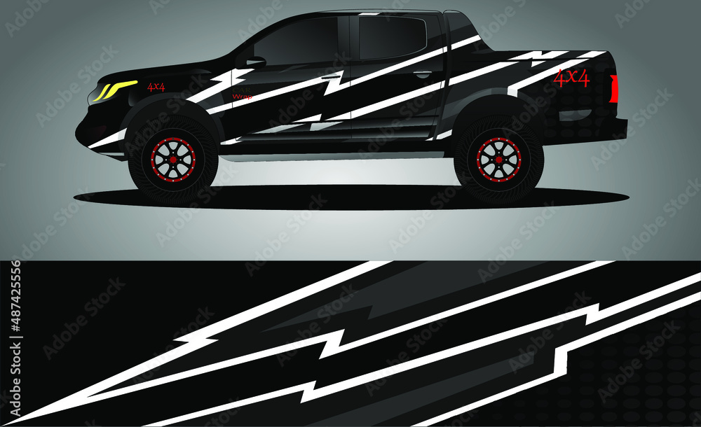 Vektor desain bungkus mobil balap. Grafis abstrak stripe racing ...