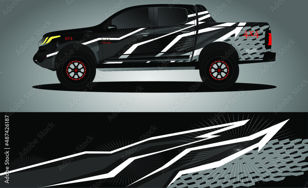 Vecteur Stock Vektor desain bungkus mobil balap. Grafis abstrak stripe ...