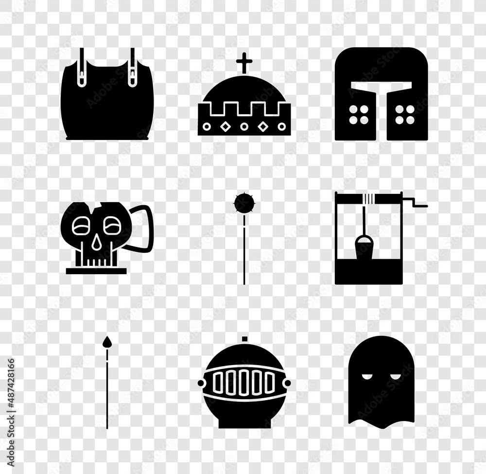 Set Body armor, King crown, Medieval iron helmet, spear, Executioner ...