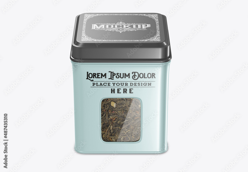 Colored Tea Tin Mockup Stock Template | Adobe Stock