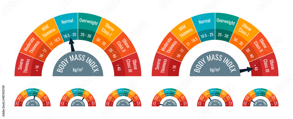 BMI classification chart measurement set. Body Mass Index infographic ...
