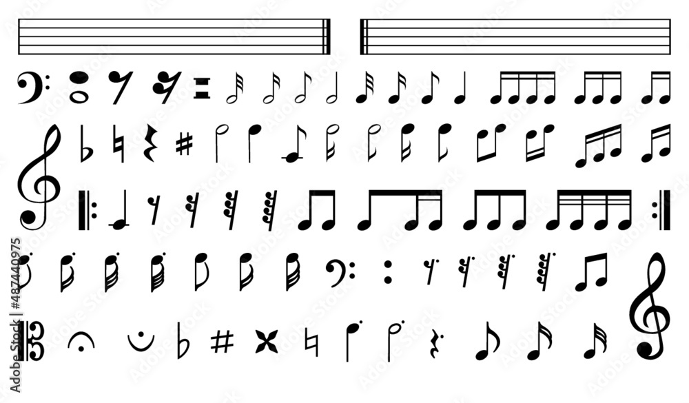 Music Notes Vector / AI Illustrator / Vector Individual Images / Ready ...
