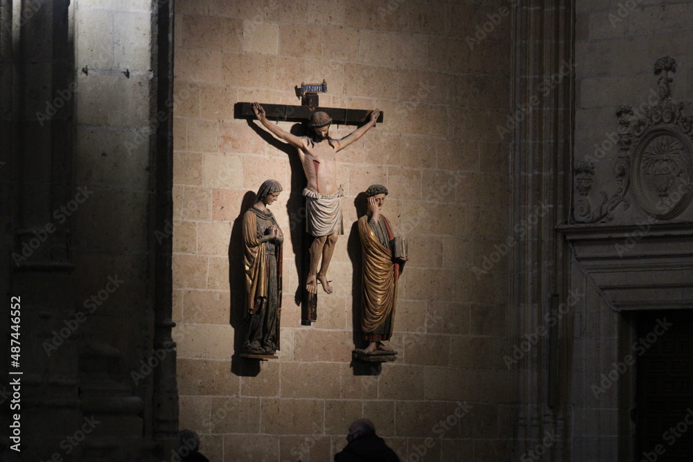 Crucifix, jesus on the cross in church Stock Photo | Adobe Stock