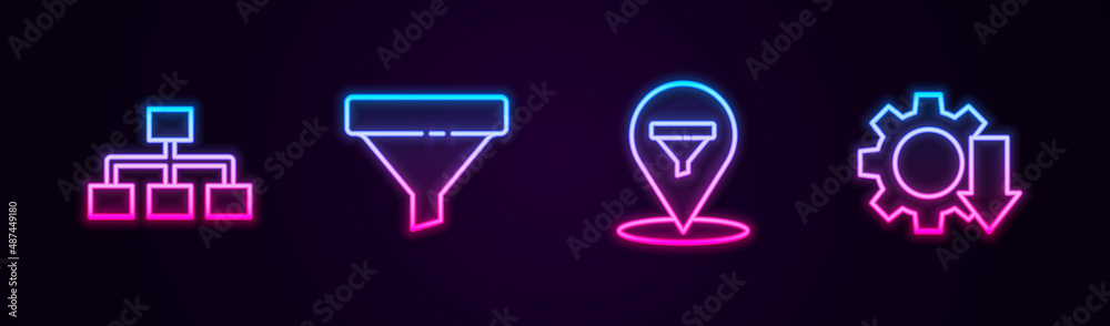 Photo & Art Print Set line Hierarchy organogram chart, Sales funnel ...