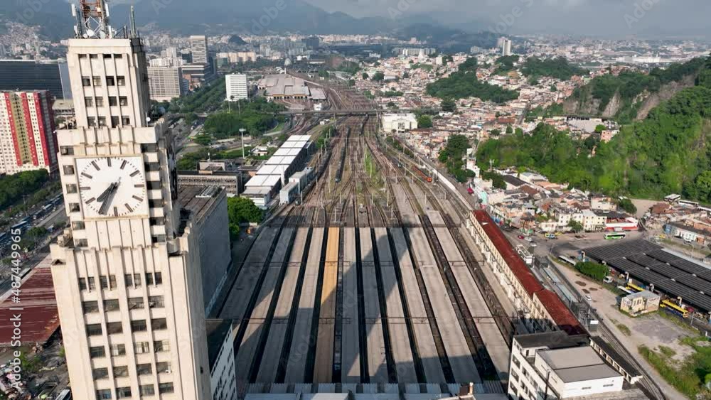 Rio de Janeiro Brazil. Panning wide of Central Train station at ...